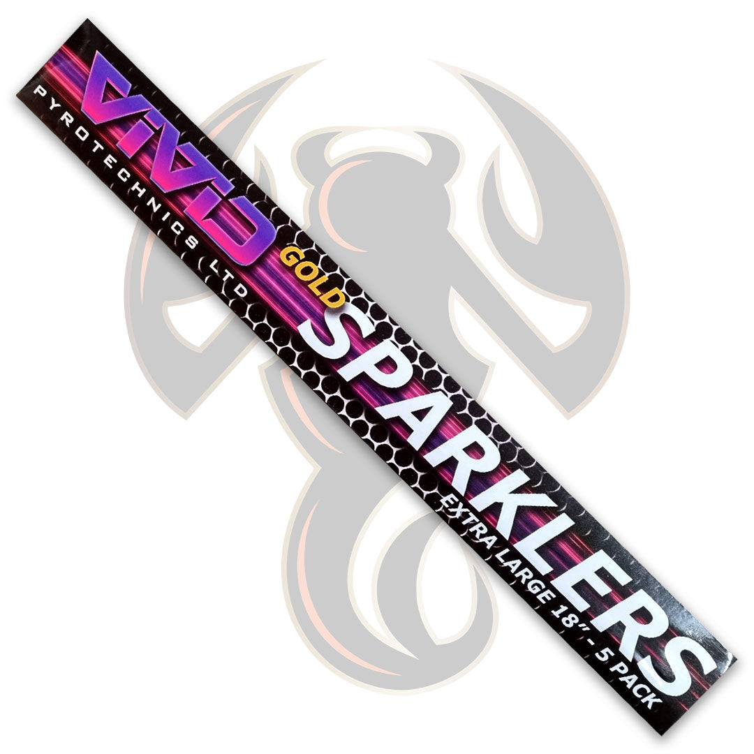 5 Pack, Large 18" GOLD Sparklers | Vivid Pyrotechnics – Elite Fireworks